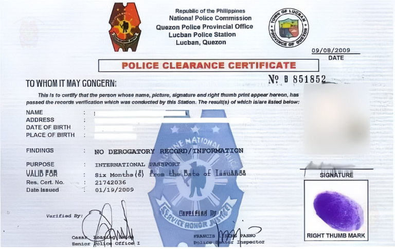 Police Clearance Sample, See What it Looks Like